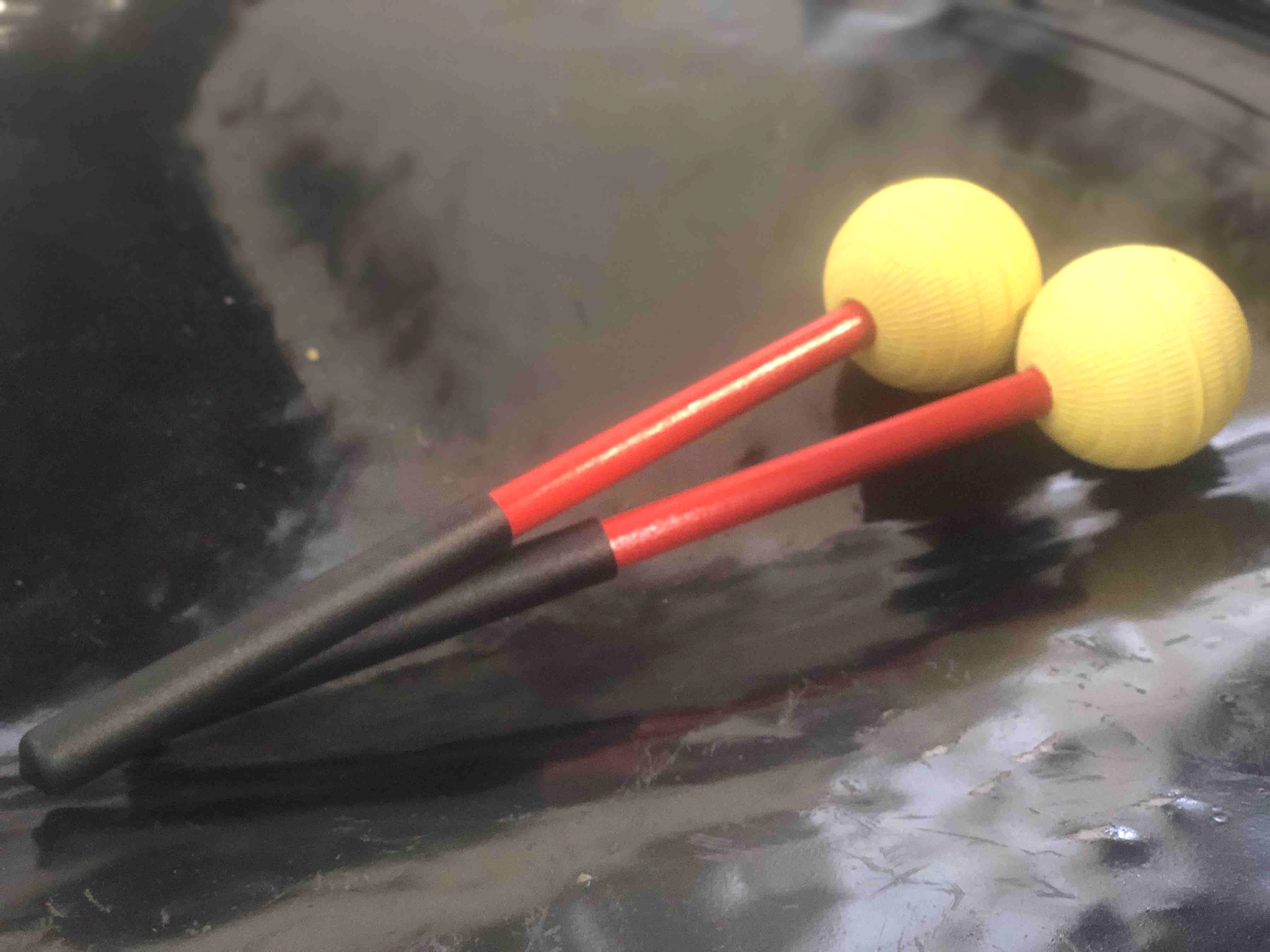 CultureMix steel pan sticks for bass - metallic red carbon fibre with ...