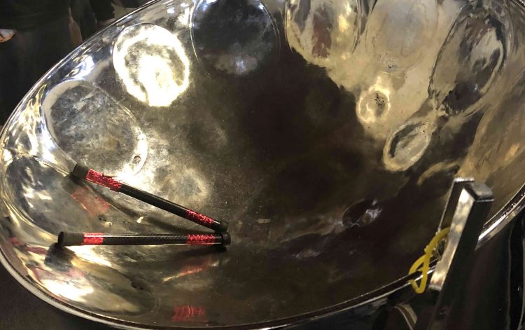 Steel pan drum - chromed tenor with sticks. CultureMix Arts Ltd image ...