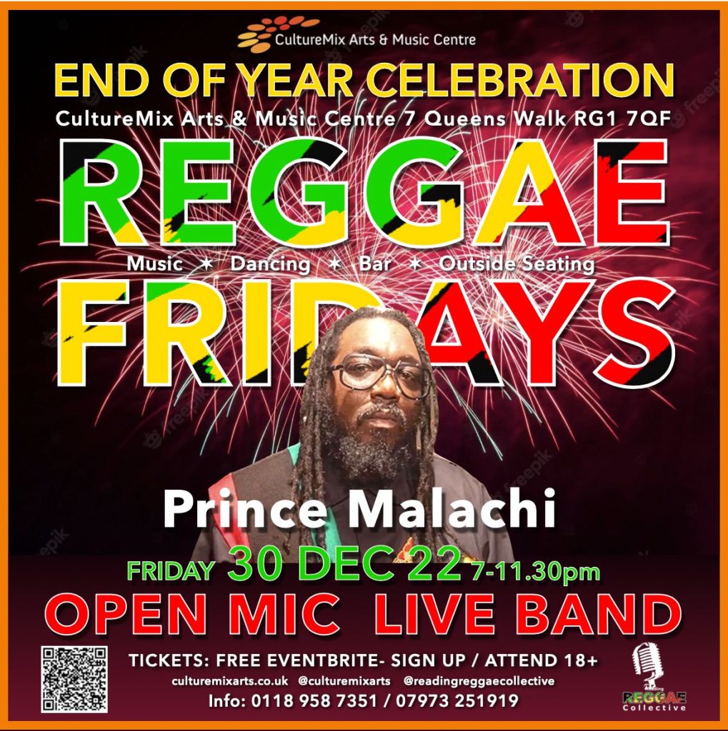 Reggae Fridays Open Mic 30Dec22 - poster featuring Prince Malachi ...